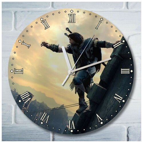 Настенные декоративные часы УФ с рисунком, диаметр 28см игры Shadow Of Mordor (шэдоу оф мордор, PS, Xbox, PC, Switch) 4826