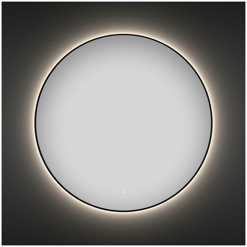 Настенное зеркало в ванную с подсветкой Wellsee 7 Rays' Spectrum 172200150 : влагостойкое круглое зеркало 80 см с черным матовым контуром