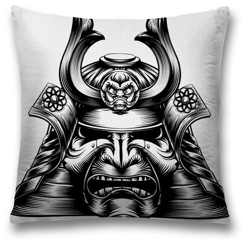 Наволочка декоративная на молнии, чехол на подушку JoyArty "Грозная маска самурая" 45х45 см