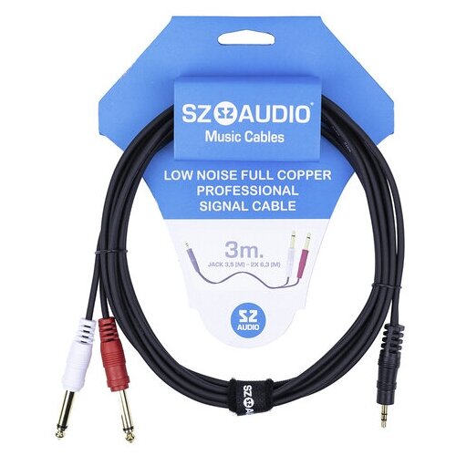 Y-кабель SZ-Audio Jack 3,5 - 2X 6,3 3m (для микрофона, гитары, инструментов)