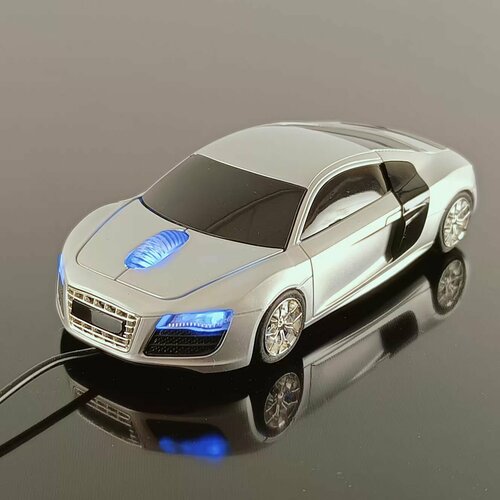 Мышь мышка машинка QUMO Q-DRIVE проводная оптическая Audi R8 (Цвет серебро)