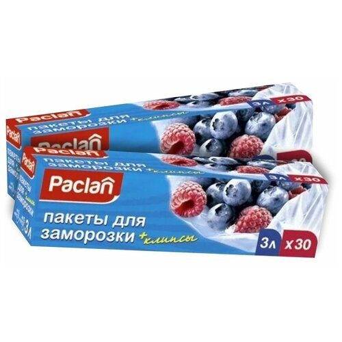 Комплект Paclan Пакеты для замораживания 3 л. 25 х 32 см. 30 шт/упак. х 2 упак.