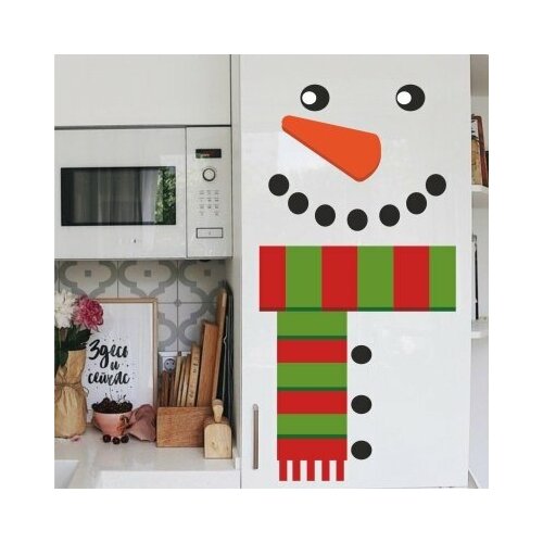Наклейки на окна новогодние «Снеговик на холодильник»