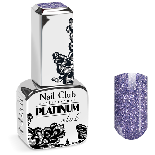 Nail Club professional Эмалевый гель-лак для ногтей с липким слоем PLATINUM CLUB 142 Glitter Lavanda, 13 мл.