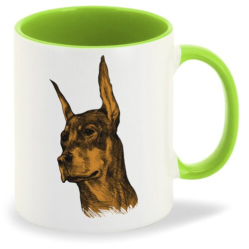 Кружка светло-зеленый CoolPodarok Собака с высокими ушами арт