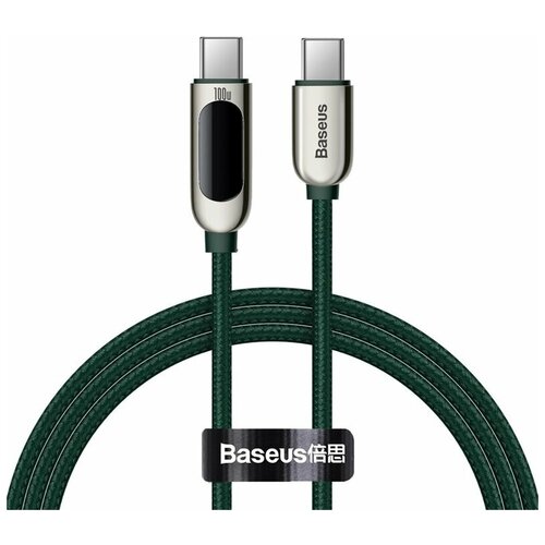 Кабель USB-C BASEUS Display Fast Charging Type-C - Type-C, 5A, 100W, 1 м, зеленый