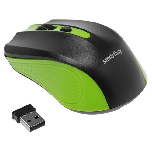 Мышь Smartbuy ONE 352, беспроводная, оптическая, 1600 dpi, 2xAAA (не в компл), зелёно-чёрная