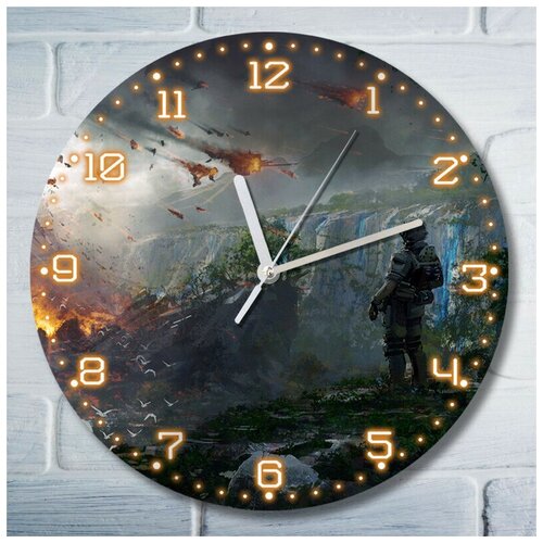 Настенные декоративные часы УФ с ярким рисунком, диаметр 28см игры Titanfall 2 (титанфолл 2, PS, Xbox, PC, Switch) 4680