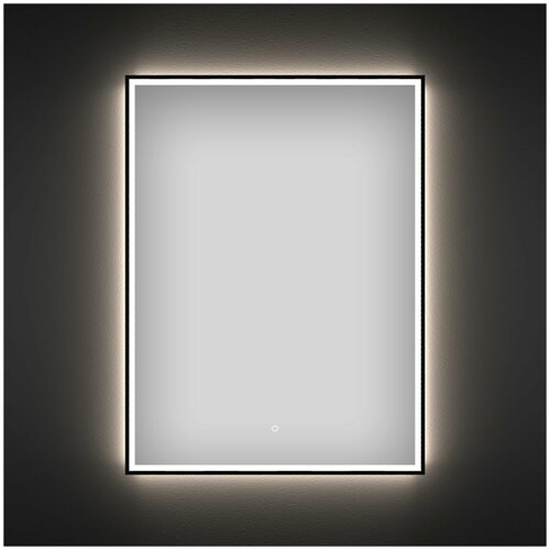 Настенное зеркало в ванную с подсветкой для макияжа Wellsee 7 Rays' Spectrum 172201100 : влагостойкое зеркало 40х60 см с черным матовым контуром