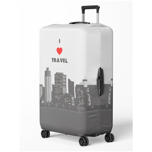 Чехол для чемодана , размер M, белый, серый