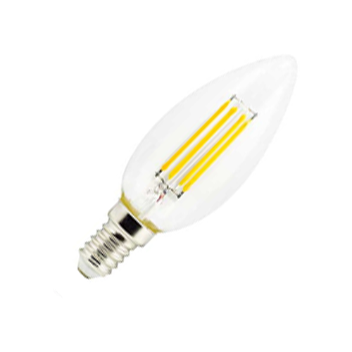 1 штука. Светодиодная лампа Ecola свеча E14 6W 2700K 2K прозр. 96x37 филамент (нитевидная), 360 градусов N4QW60ELC