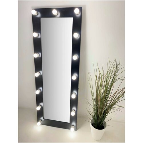 Гримерное зеркало с лампочками BeautyUp 160/60 цвет "Черный"