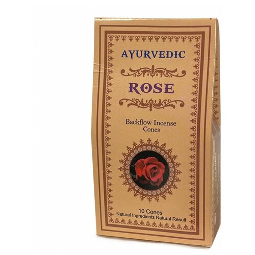 Ароматические благовония пуля, Аюрведик Ayurvedic Роза Rose, стелющийся дым, 10 конусов