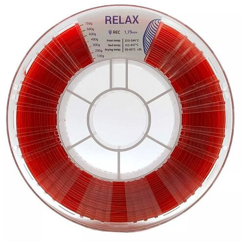 PETG Relax красный прозрачный 750 гр. 1.75 мм пластик REC для 3D принтера