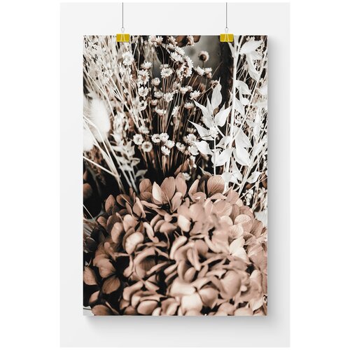 Постер на стену для интерьера Postermarkt Букет из сухоцветов №3, размер 50х70 см, постеры картины для интерьера в тубусе