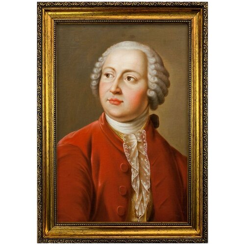 Портрет Ломоносова М. В. в багетной рамке под золото / А-2 (40x60 см.)