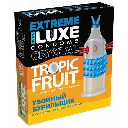 Стимулирующий презерватив "Убойный бурильщик" с ароматом тропических фруктов - 1 шт.