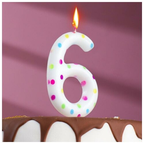 Свеча в торт на день рождения «Конфетти», цифра "6" , гигант, 9 см
