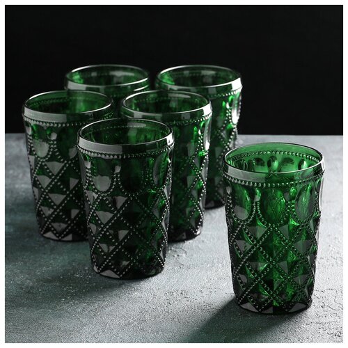 Набор стаканов стеклянных Magistro «Варьете», 465 мл, 8,5×14 см, 6 шт, цвет зелёный