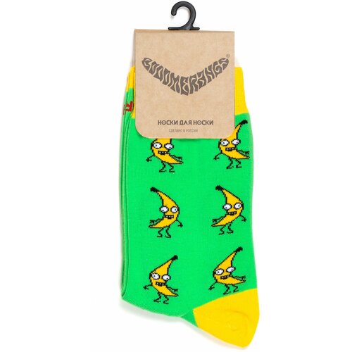 Носки BOOOMERANGS, размер 34-39, желтый, зеленый