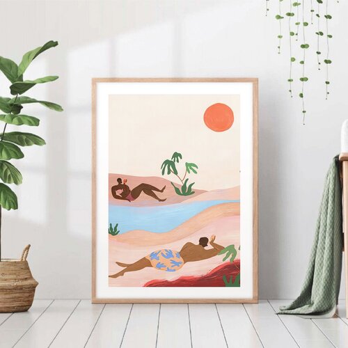 Постер без рамки "Солнце пляж" 40 на 50 в тубусе / Картина для интерьера / Плакат / Постер на стену / Интерьерные картины