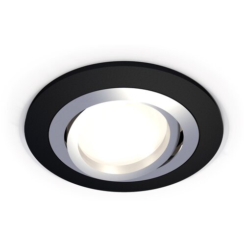 Комплект встраиваемого поворотного светильника XC7622082 SBK/PSL черный песок/серебро полированное MR16 GU5.3 (C7622, N7003)