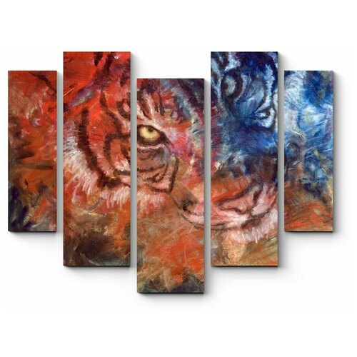 Модульная картина Тигр маслом на холсте 201x163