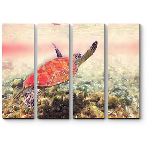 Модульная картина Плывущая яркая черепаха 60x45