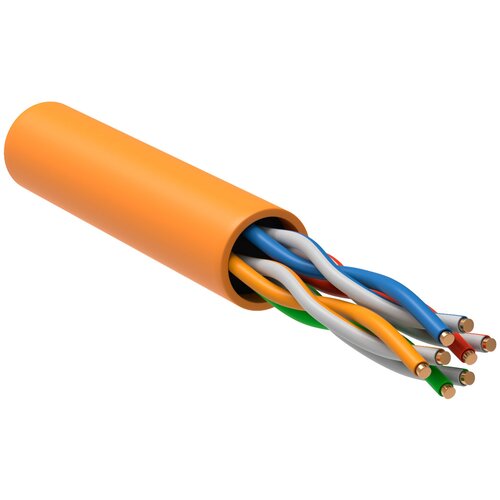 Внутренний интернет кабель не горючий (витая пара) Cu (медный) U/UTP кат.5E 4х2х24AWG LSZH нг оранжевый. ITK артикул пр-ля: LC1-C5E04-127