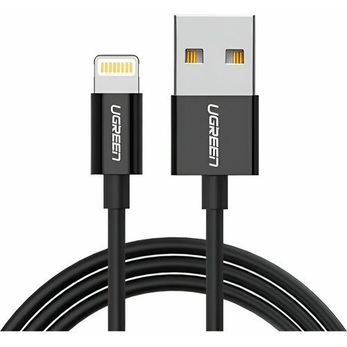 Кабель UGREEN USB-A Male to Lightning Male Cable Nickel Plating ABS Shell 1m US155 (Black) (80822)