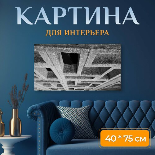 Картина на холсте "Перегородка, кирпич, перспектива" на подрамнике 75х40 см. для интерьера