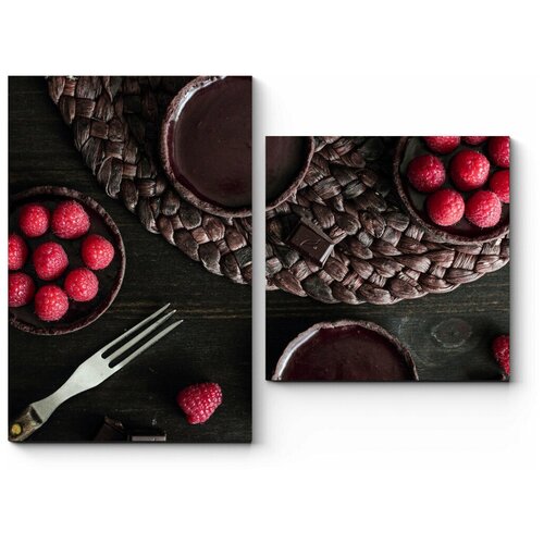 Модульная картина Шоколадный пирог с малиной 70x53