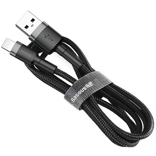 Кабель Baseus Cafule USB - Lightning 2.4А (CALKLF), 1 м, черный/серый