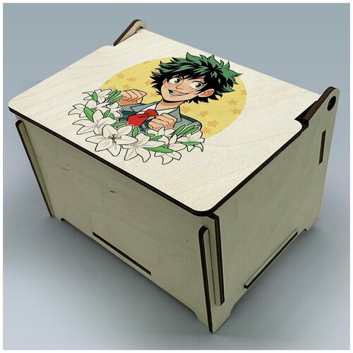 Подарочная коробка шкатулка с крышкой на петлях УФ рисунок размер 16,5x12,5 см аниме моя геройская академия - 279