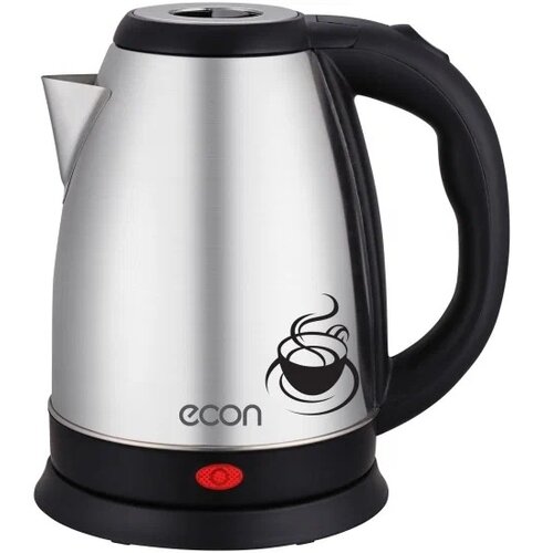 Чайник ECON ECO-1791KE, серебристый с черным + принт