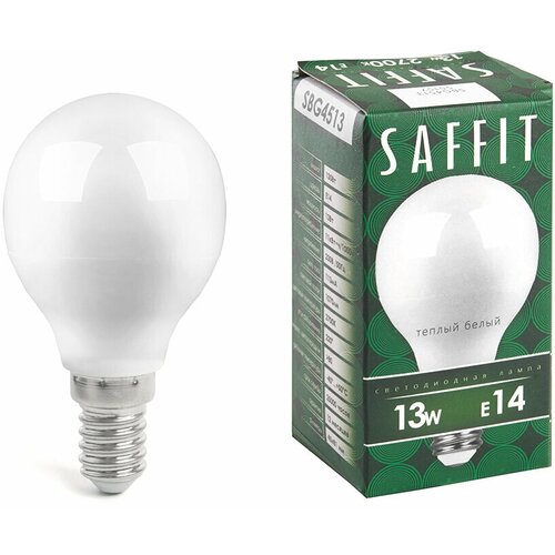 Лампа светодиодная SAFFIT SBG4513 Шарик E14 13W 2700K 55157