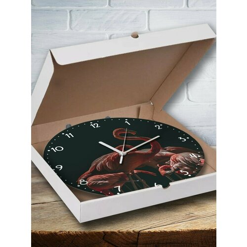 Настенные часы УФ с рисунком животные птицы фламинго - 3062