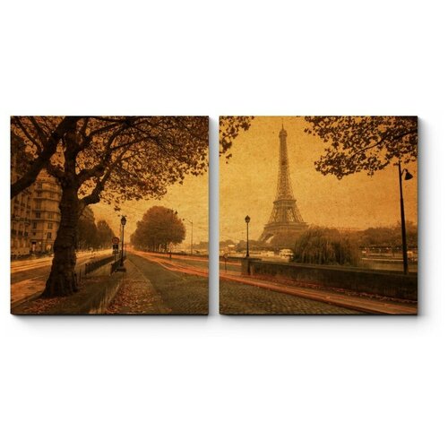 Модульная картина Винтажный Париж 110x55