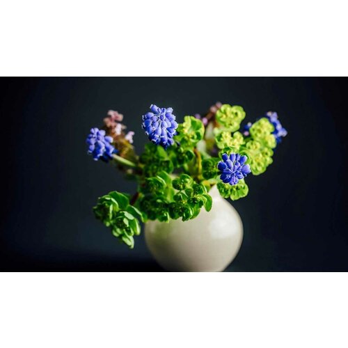 Картина на холсте 60x110 LinxOne "Цветы, листья, букет, ваза" интерьерная для дома / на стену / на кухню / с подрамником