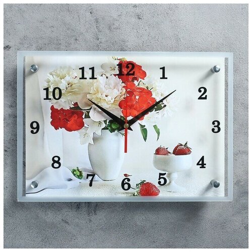 Часы настенные, серия: Цветы, Цветы в вазе, 25х35 см