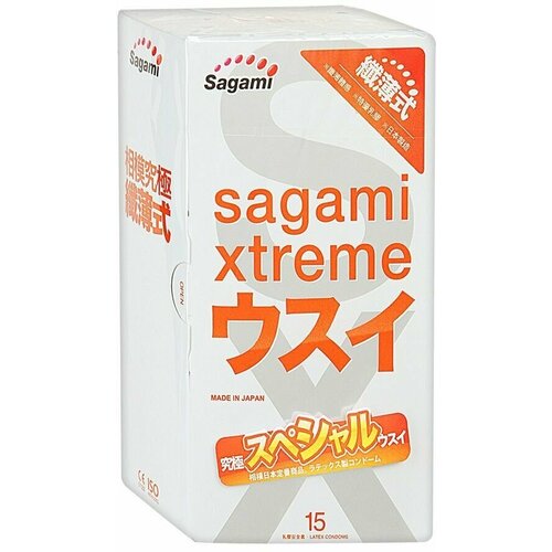 Ультратонкие презервативы Sagami Xtreme Superthin - 15 штук в упаковке