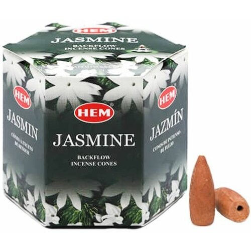 JASMINE Backflow Incense Cones, Hem (жасмин благовония пуля стелющийся дым, Хем), уп. 40 конусов.