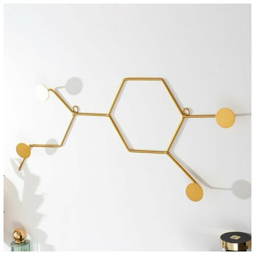 Крючки декоративные металл "Молекулы" золото 23х57,5 см