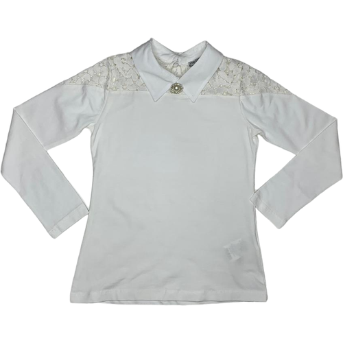 Школьная блуза DENIZ, размер 140, бежевый, белый