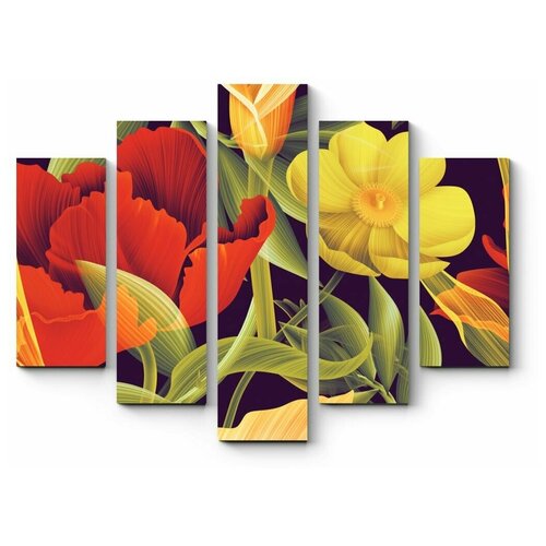 Модульная картина Необычные тропические цветы105x84