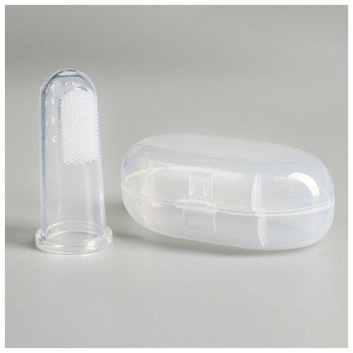 Щётка для чистки зубов животных, 5,5 х 2,5 см, прозрачный контейнер 7 х 4 см (1шт.)