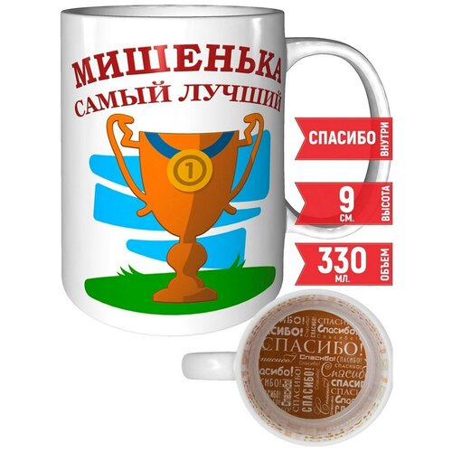 Кружка Мишенька самый лучший - рисунок спасибо.