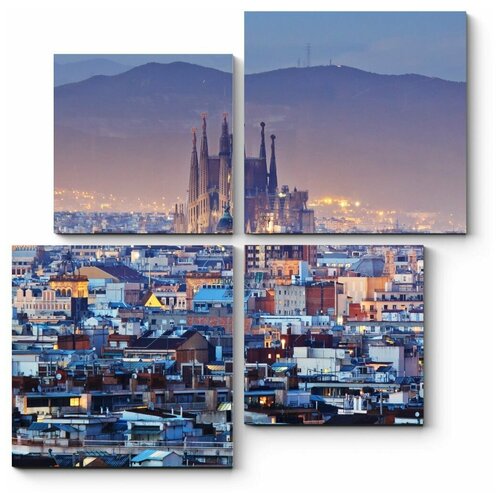 Модульная картина Величественная Барселона в сумерках120x120