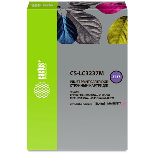 Картридж струйный Cactus CS-LC3237M пурпурный 18.4мл для Brother HL-J6000DWJ6100DW