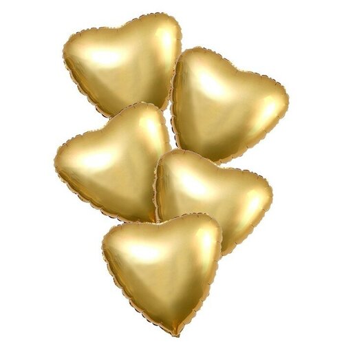 Шары фольгированные 19" «Сердца», набор 5 шт, мистик золото